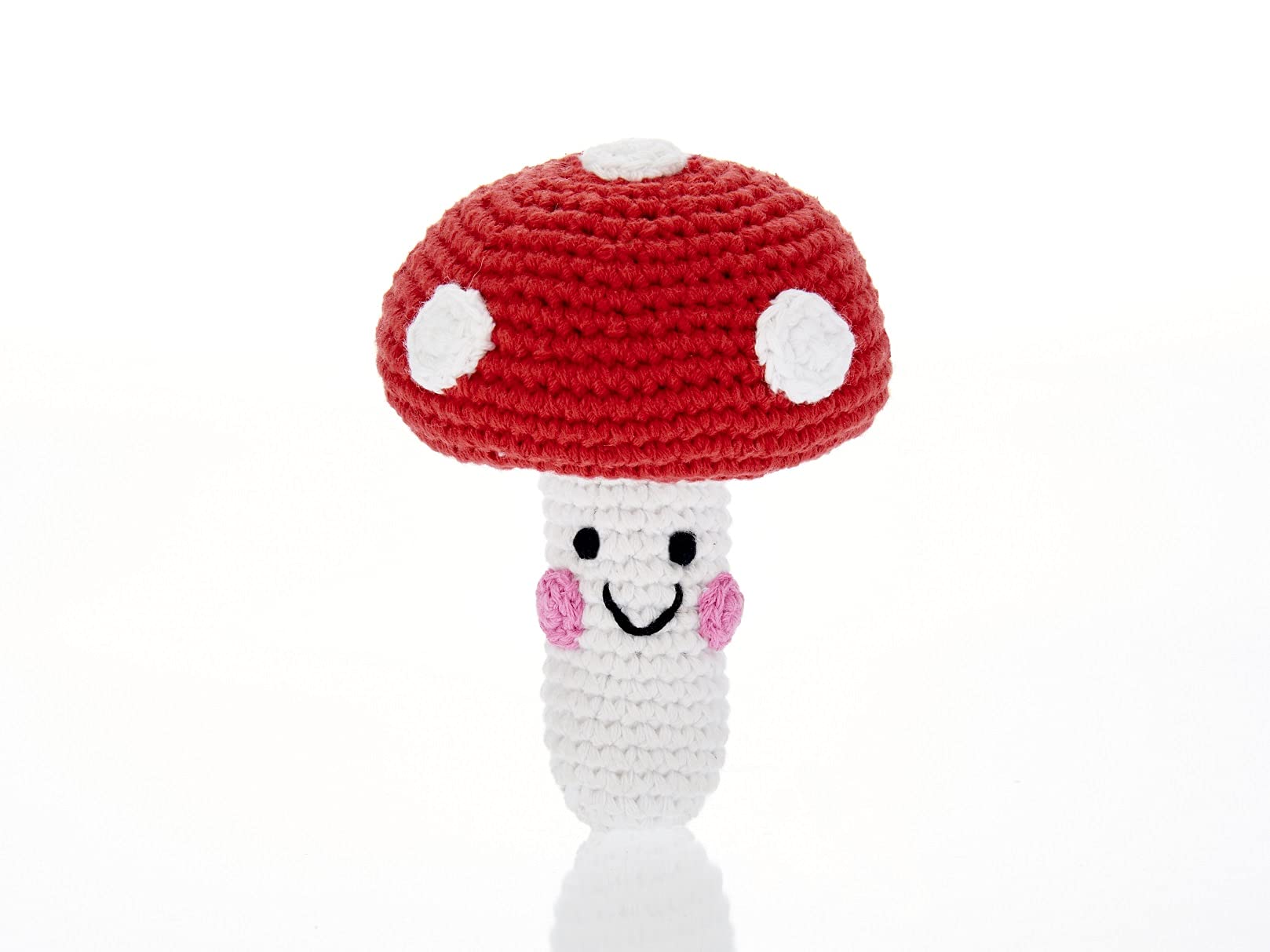 Pebble 200-005CR Fair Trade Handmade Crochet Cotton Red Toadstool Rattle 1 count