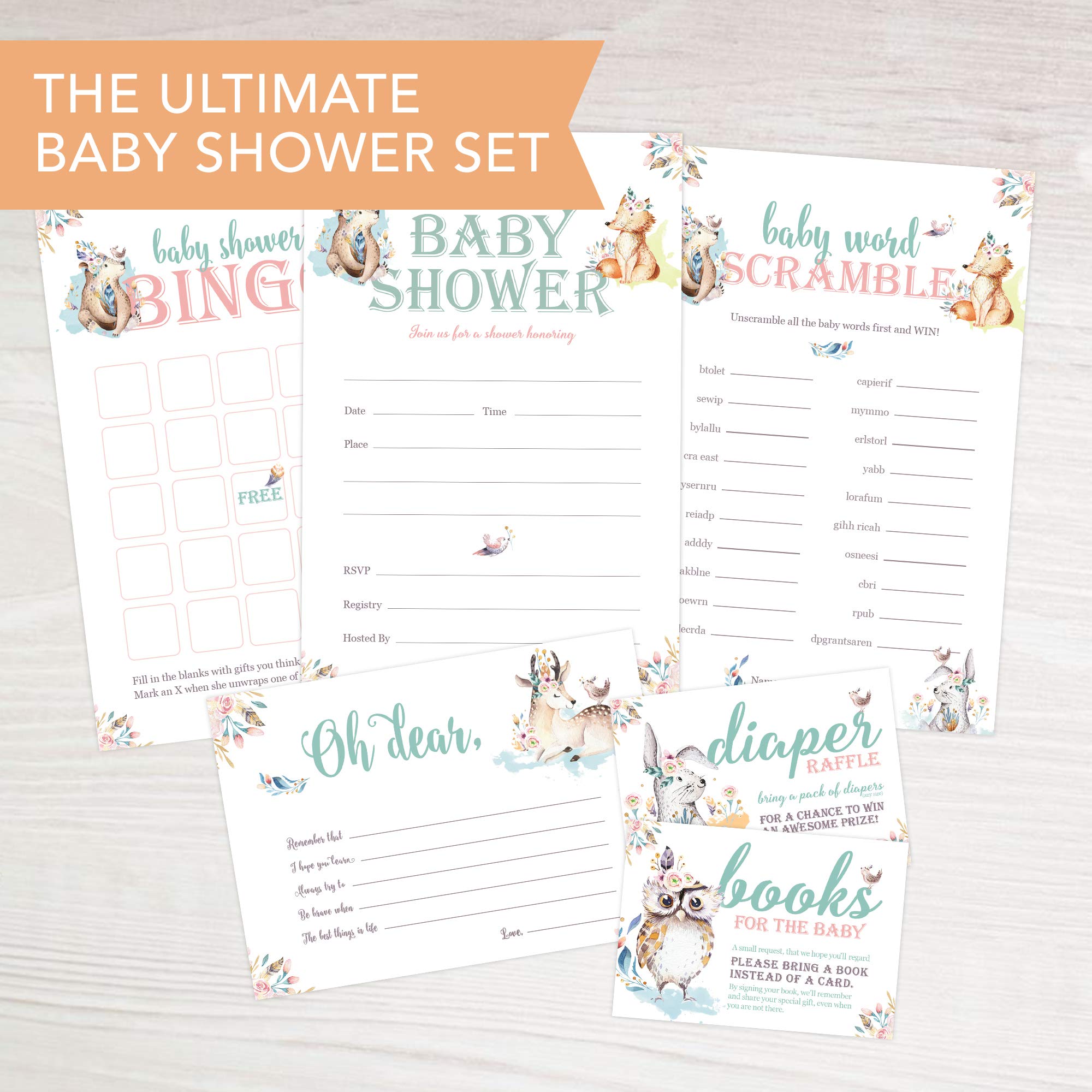 Juniper & Grace Woodland Invitation and Baby Shower Games