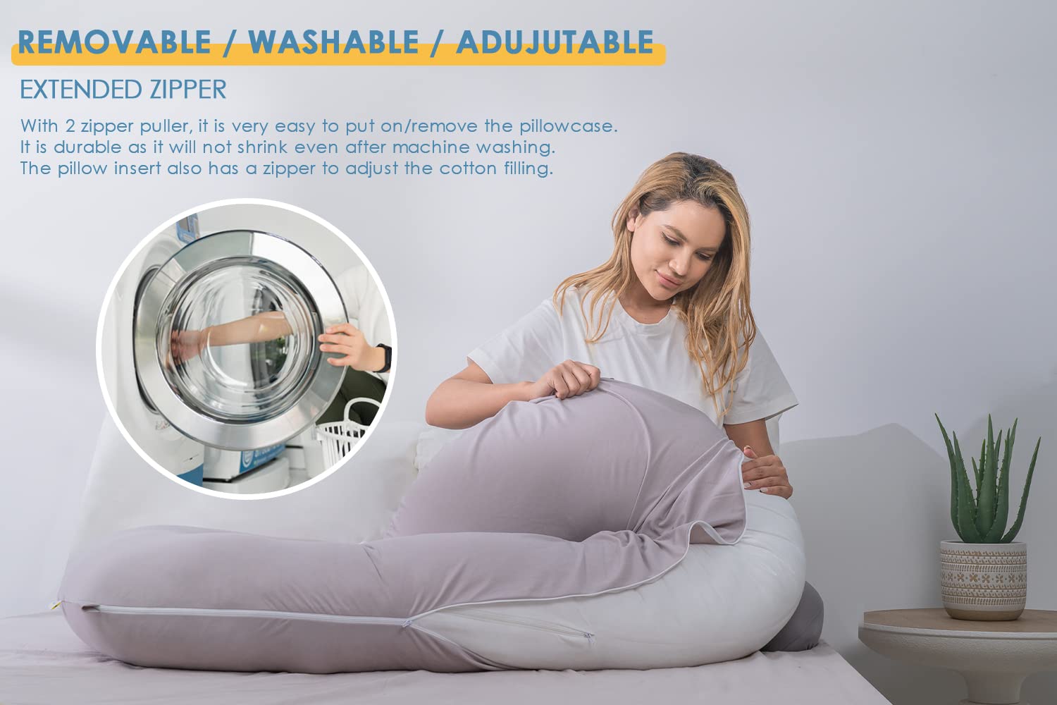 INSEN Pregnancy Pillow,Maternity Body Pillow with Velvet Cover,C Shaped Body Pillow for Sleeping (Green Jersey)