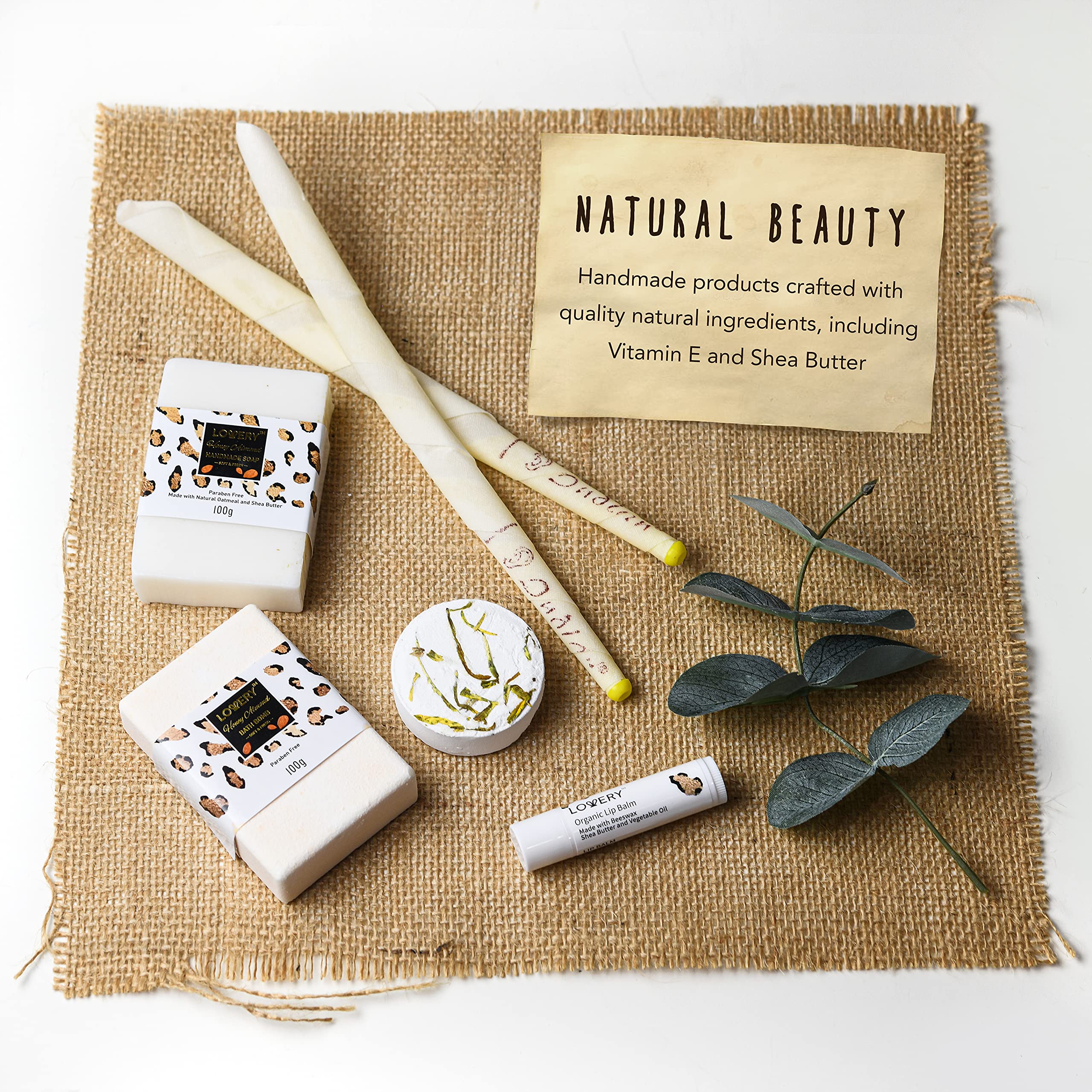 Valentines At-Home Spa Kit with Honey Almond Scent, Bath Gift Basket - Vit E-Rich Bath Essentials, Tumbler, Ear Candles, Bath Oil, Salts, Shower Steamer, Organic Lip Balm & More in Leopard Basket, 21