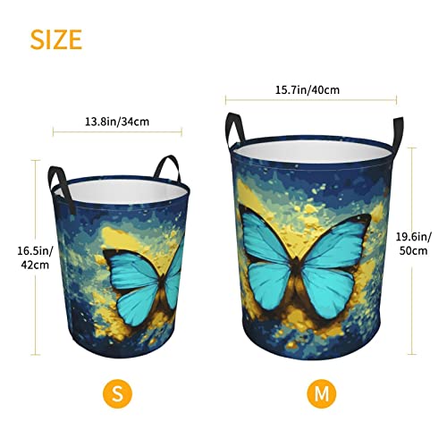 Butterfly Laundry Hamper With Handles Collapsible Canvas Laundry Basket,Waterproof Storage Basket,Toy Storage Bag
