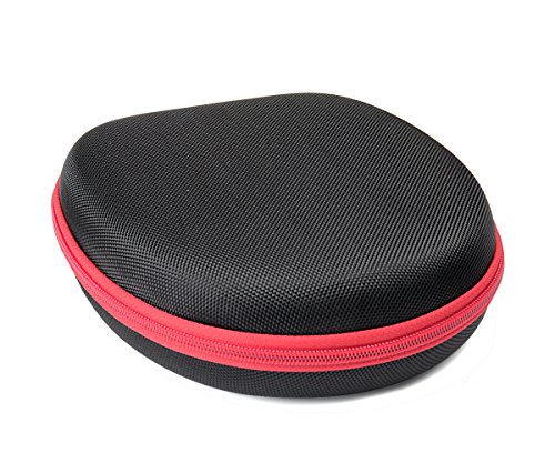 Headset Case for VXi BlueParrott B450-XT, B450-XT -204010-C, B350-XT, B250-XTS, C400-XT, Mesh pocket for cable, amplifier and other accessories, detachable wrist strap for easy carry, Black + red zip