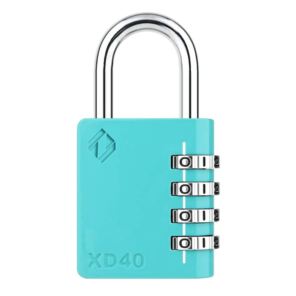 Zarker XD40 Combination Lock, 4 Digit Padlock for School Gym Sports Locker, Fence, Toolbox, Case, Hasp Storage (1-Pack, Emerald)