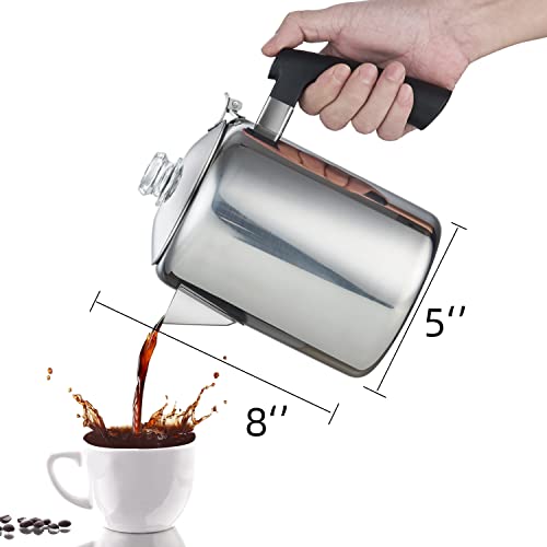 Cook N Home 8-Cup Stainless Steel Stovetop Coffee Percolator Pot Kettle, Tea