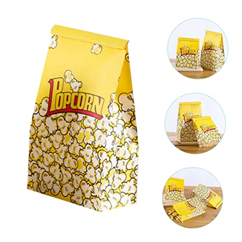 CIYODO 50pcs Popcorn Popcorn Bag Candy Gift Box Cardboard Gift Boxes Bulk Paper Bags Trick Movie Night Popcorn Containers Popcorn Supply Portable Popcorn Bag Snack Supply Christmas Yellow
