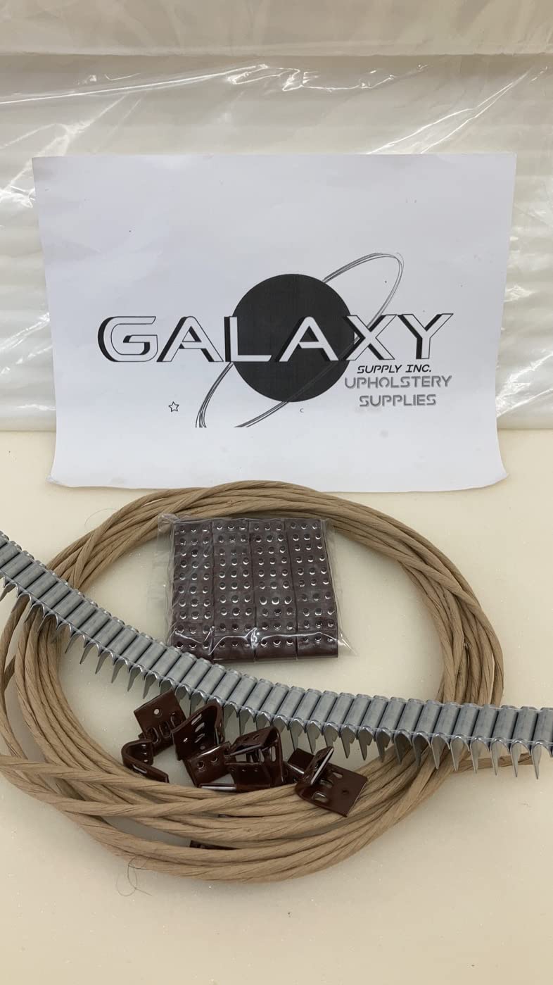 Galaxy Supply Inc. Upholstery Spring Repair Kit #1. 50 Pcs Rubber Coated EK Clips from C.S. Osborne & Co. + 40 Pcs 3 Prongs Stay Wire Clip + 20 Ft Paper Wrapped Springing Wire