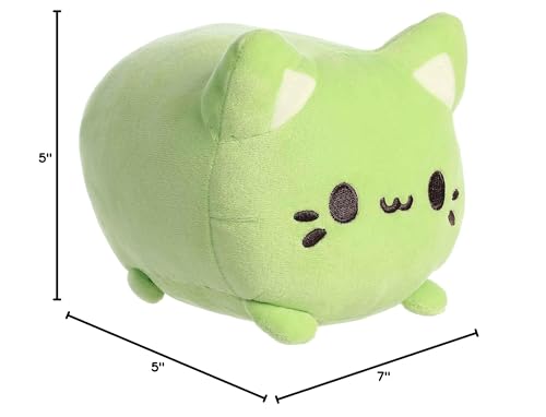 Aurora® Enchanting Tasty Peach® Green Tea Meowchi Stuffed Animal - Bright & Colorful Design - Showpiece Plush - Green 7 Inches