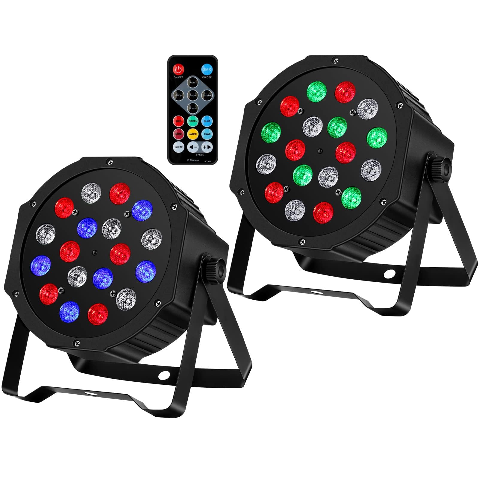 36LEDs Stage Lights Battery Powered - RGB 36W Stage Par Light 4 Pack with Bag (18, Watts)