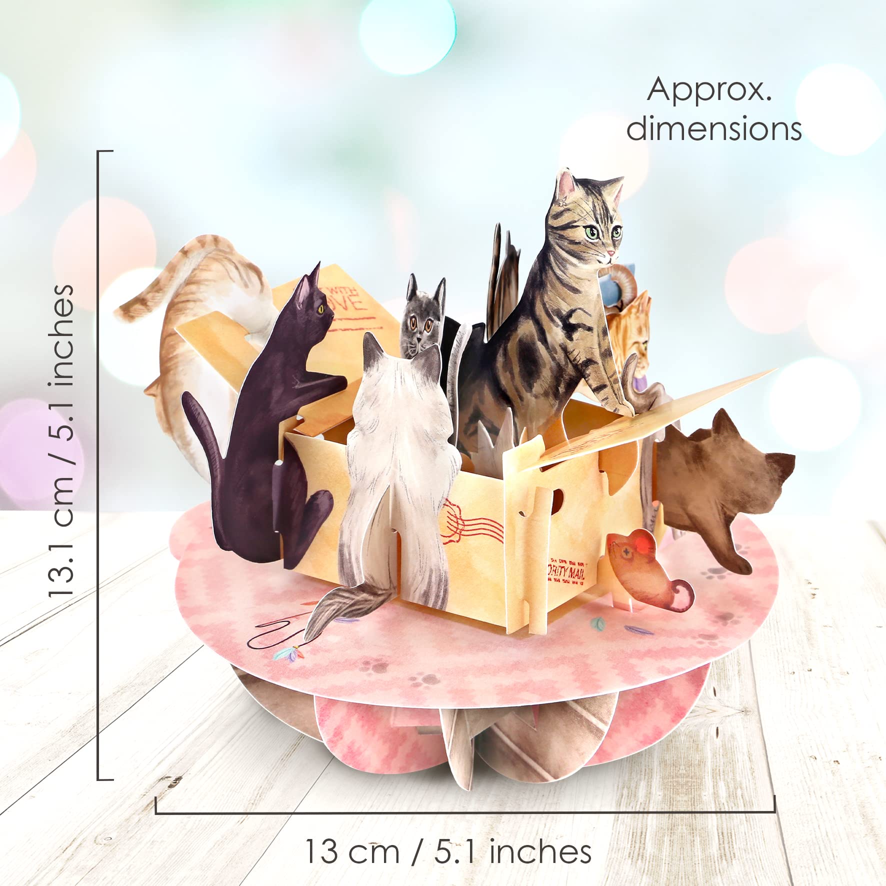 SANTORO Pirouette, 3D Pop Up Greeting Card - Purrrfect Parcel - For Her, For Mum, Mothers Day | Cute Birthday Gifts For Cat Lovers