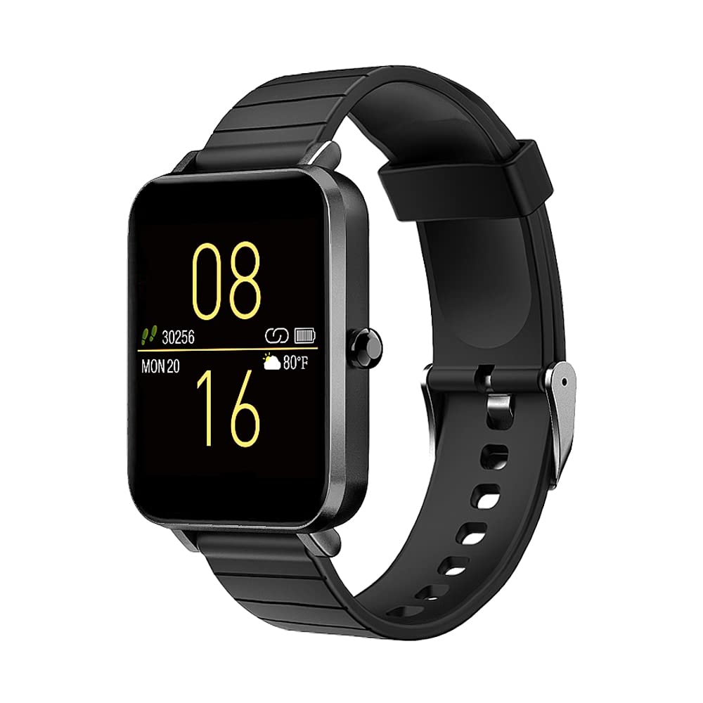Tinwoo Smart Watch for Women Men, All-Day Activity Tracker Bluetooth Fitness Pedometer,Smart Watches for iOS, Android Phone, with Heart Rate Monitor (TPU Band Black)
