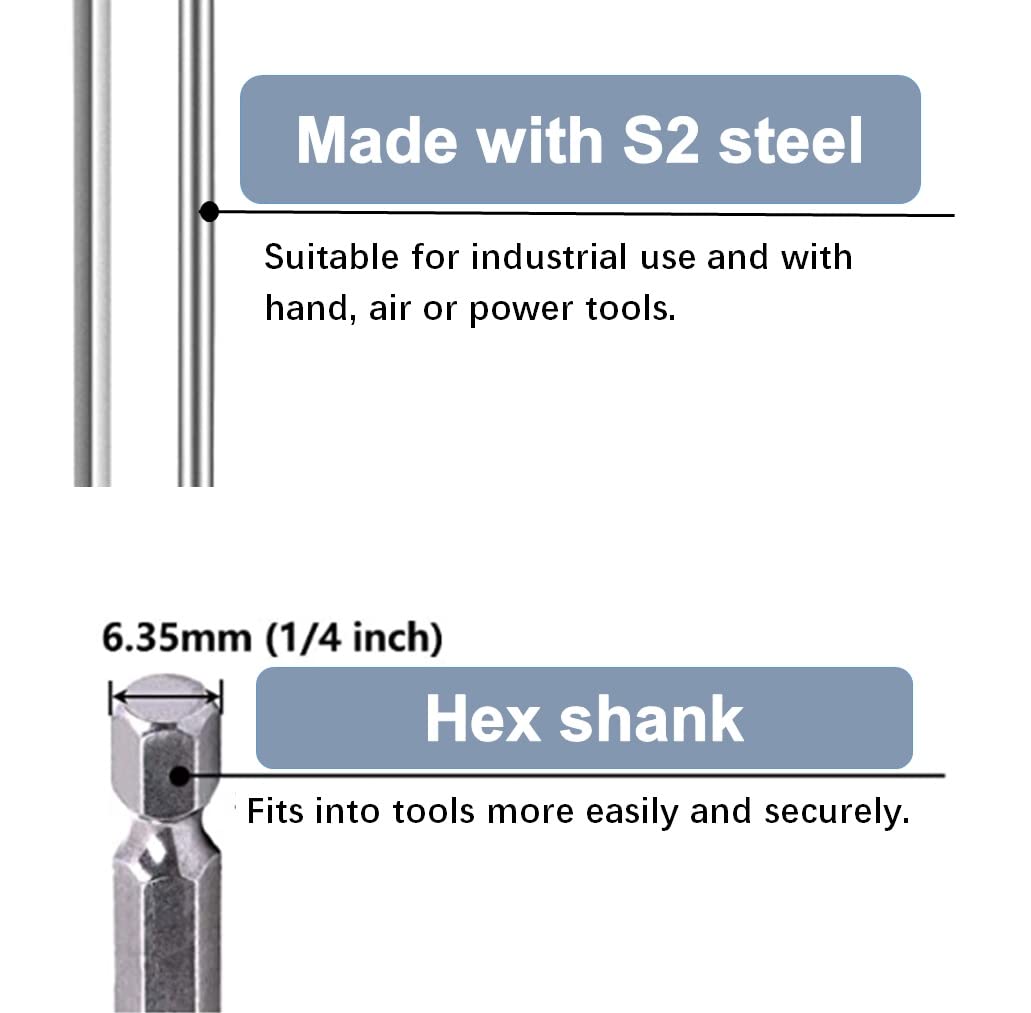 aiyun 18 Piece Slotted Phillips Screwdriver Bit Set, 1/4 Inch Hex Shank S2 Steel Magnetic 2Inch Long Drill Bit Set with Storage Box (Slotted Phillips)