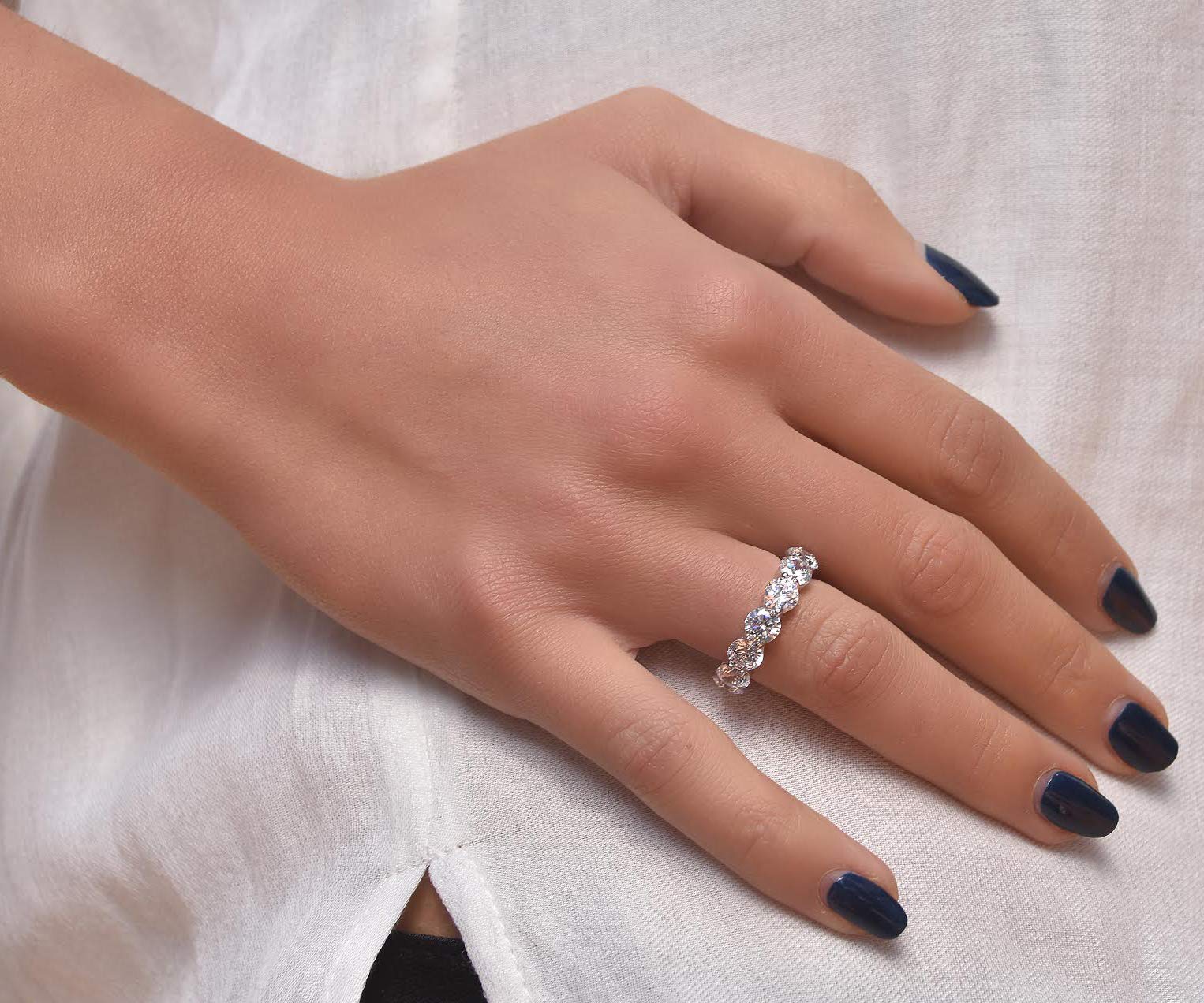 5.00mm 925 Sterling Silver Cubic Zirconia Fashion Ring - Eternity, Engagement, Wedding Band