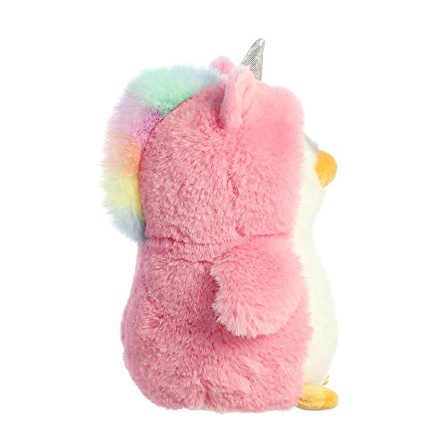 Aurora® Playful Pompom Penguin™ Unicorn Stuffed Animal - Vibrant Companions - Endless Fun - Pink 7 Inches