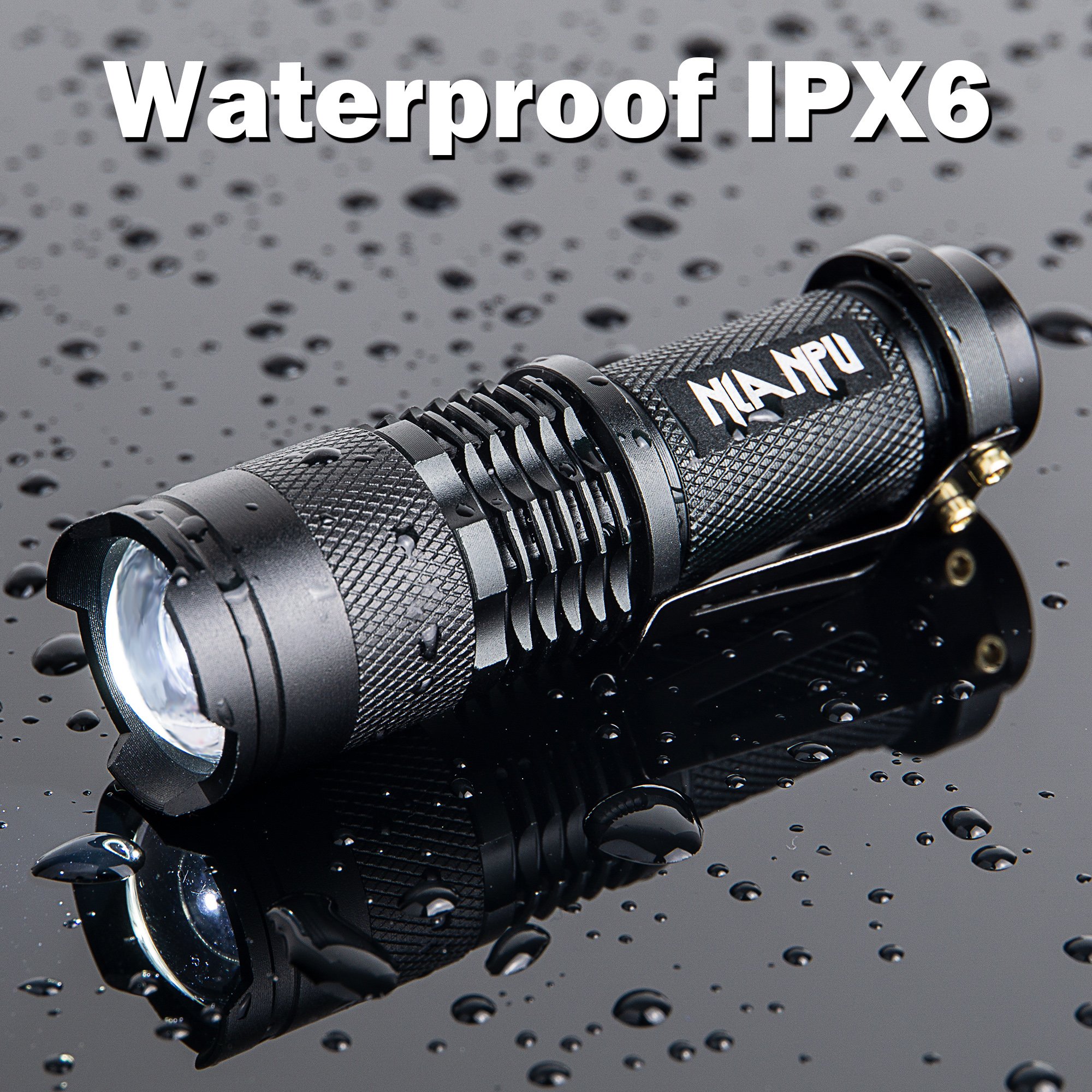 5 Pack SK-68 3 Modes Handheld Mini Cree Q5 LED Flashlight Torch Tactical Lamp 7w 300lm Adjustable Focus Zoomable Light