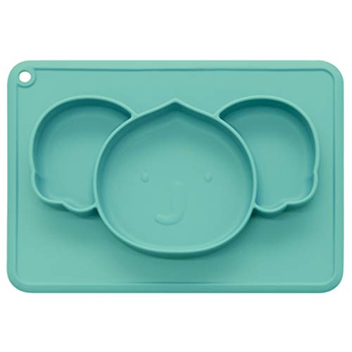 Silicone Baby Suction Plate, Non-Slip Feeding Placemat for Babies Infants Toddlers Kids Dishes, Stick to High Chair Trays and Table,Microwave Dishwasher Safe (Cute Koala, Baby Green)
