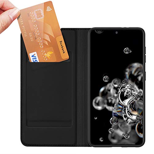 Leather Case for Samsung Galaxy S21 6.2 Inch 2021, Contracted PU Slim Shockproof Protective Cover Flip Folio Magnetic Bumper (Black)
