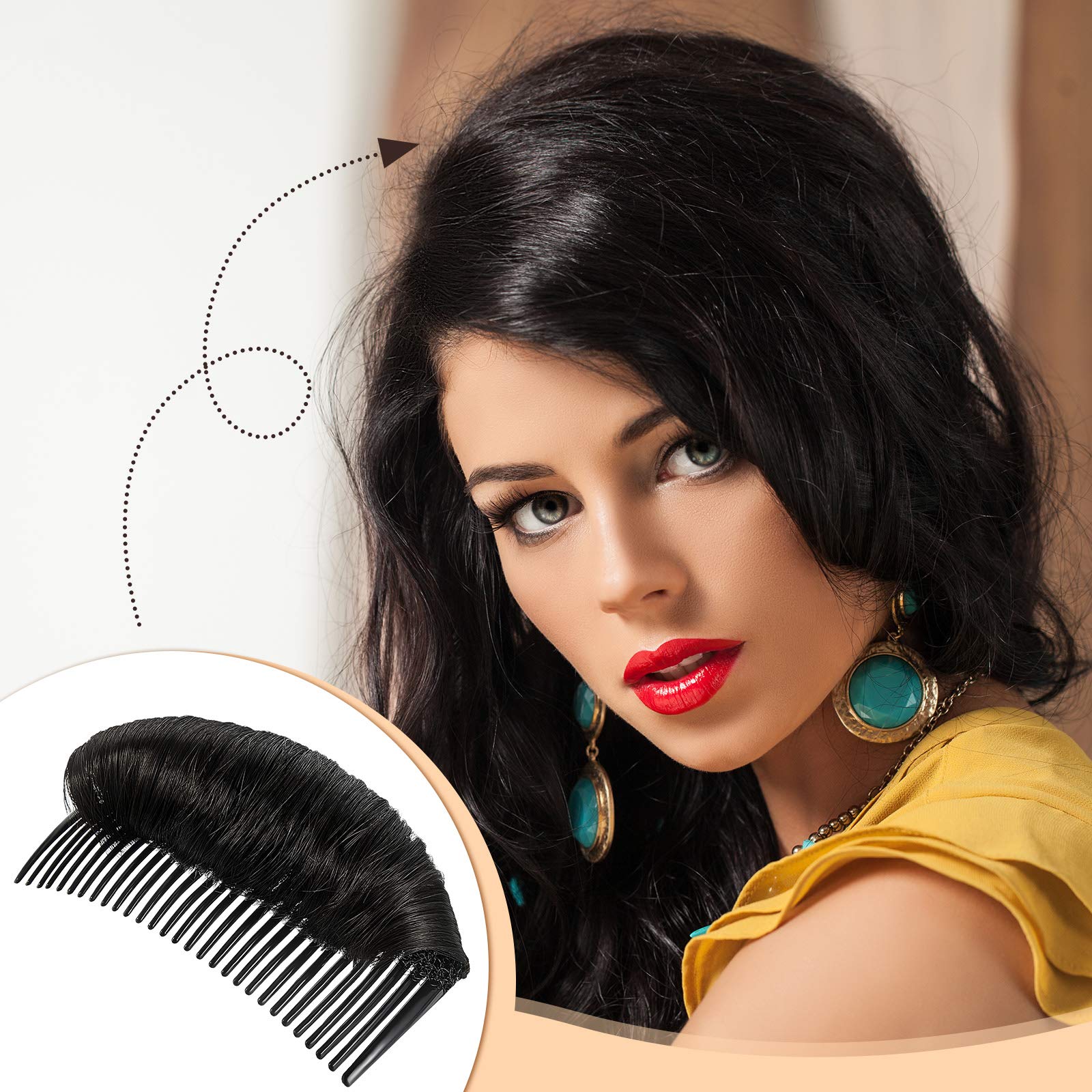WILLBOND 3 Pieces Invisible False Hair Clips, Increased Pad Bump It Up Volume Hair Base Fluffy Princess Styling Insert Tool for Women Girls(Black)