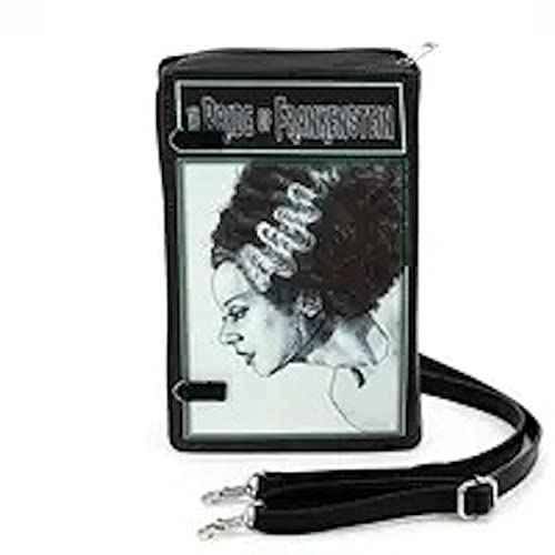 Comeco Bride Frankenstein Book Clutch Bag Purse Wristlet Vintage Look Vinyl, Black