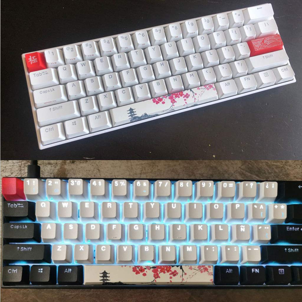 Y-QUARTER Replace SpaceBar Keycap PBT Five Sides Dye-Subbed Spacebar 6.25U Cherry Profile Space Bar Keycap for DIY Mechanical Keyboard gk64 gk61,Suit for Game Lover Gifts