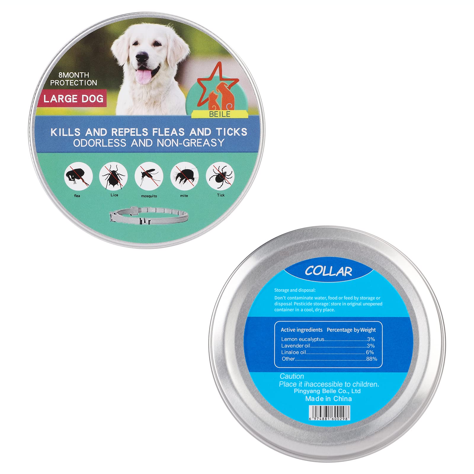 UrbanX Natural Flea Flea & Tick Treatment & Prevention Collar for Medium & Large Dogs, Waterproof, Adjustable (2 Packs)