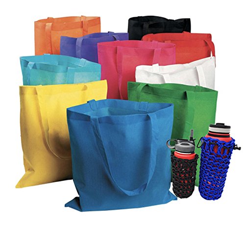 50 Bulk Large Tote Bag Mega Pack - 15β x 16β Reusable Shopping Bags (Red)