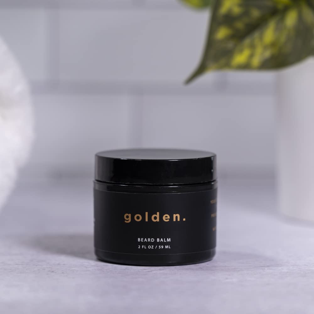 Golden Grooming Beard Oil & Balm Bundle for Men – Natural Growth Kit with Shea Butter – Tame, Moisturize & Style Your Beard - Beard Balm 2 Oz