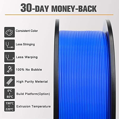SUNLU PLA 3D Printer Filament, PLA Filament 1.75 mm Dimensional Accuracy +/- 0.02 mm, 1 KG Spool, PLA White+Blue