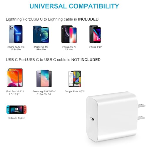 3Pack 20W USB C Charger Block PD 3.0 Type C Wall Charging Power Adapter Charging for iPhone 15/14/13/12/11/X/XS Pro Max S23/S21/S20 Android Phone