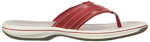 Clarks Women's Breeze Sea Flip-Flop, New Red Synthetic, 5