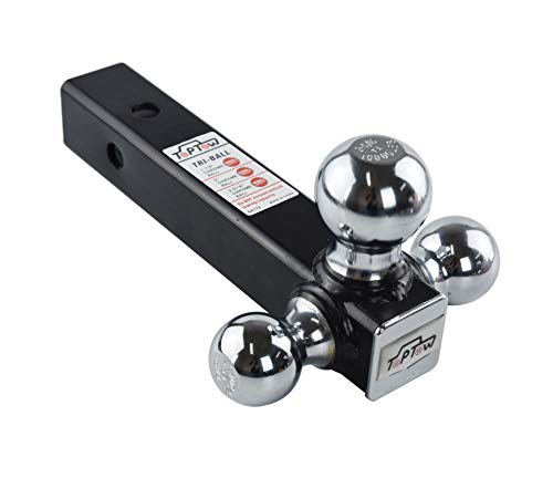 TOPTOW 64173HP Trailer Hitch Tri Ball Mount with 5/8 inch Hitch Pin, Chrome Balls, Fits for 2 inch Hitch Receivers, Hollow Shank…