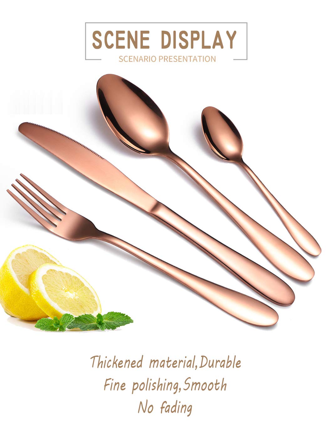 AARainbow 9 Pieces Stainless Steel Flatware Set Portable Reusable Cutlery Set Travel Utensils Set Including Chopsticks Knife Fork Spoon Straws Cleaning Brush Dishwasher Safe (9 Rose Gold)
