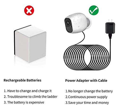 EaseBuy Power Cable and Charger Adapter for Arlo Pro & Arlo Pro 2 and Arlo GO, Weatherproof Outdoor Indoor Arlo Cords - No Charging Needed (9m, Black)