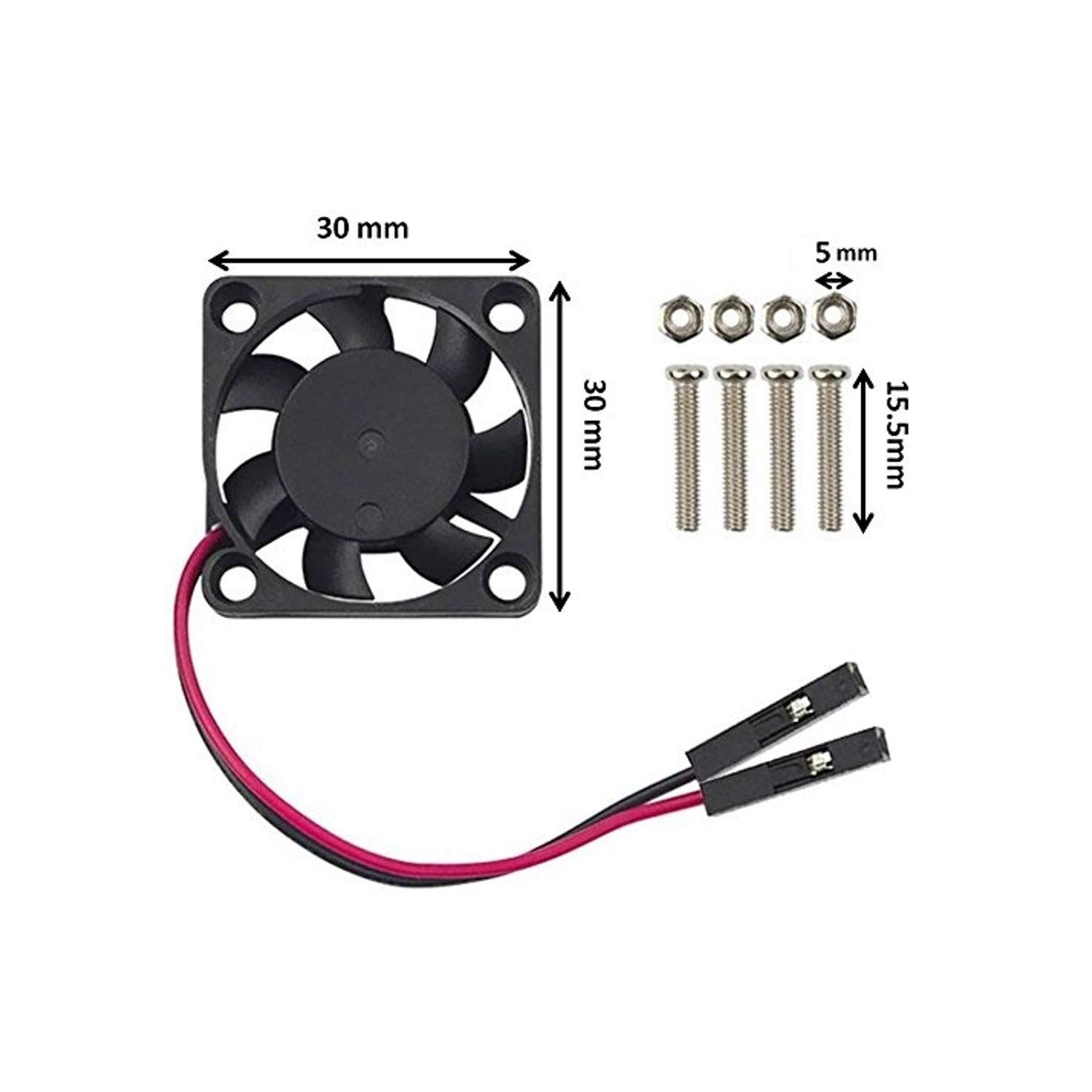 Easycargo 30mm Fan 5V 3.3V DC Quiet Fan for Raspberry Pi 5 4 3B+ 3007 (4-sets)