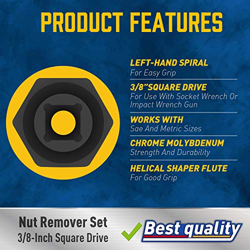 Amartisan Impact Bolt Extractor Tool, 13PC Bolt Nut Removal Extractor Socket Tool Set