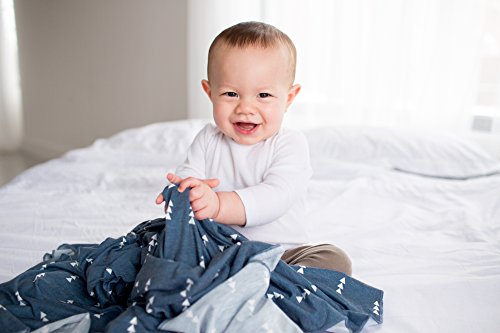 Copper Pearl Large Premium Knit Baby Swaddle Receiving Blanket Navy and White Triangles North