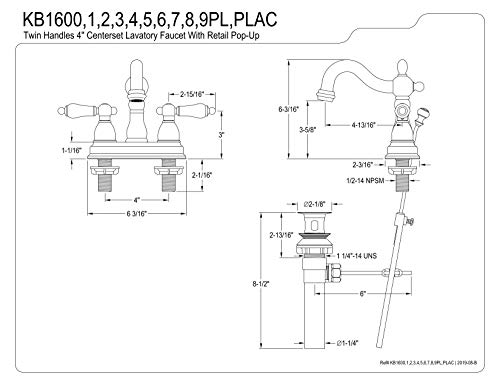 Kingston Brass KB1603PL 4 in. Centerset Bathroom Faucet, Antique Brass,4-Inch Center