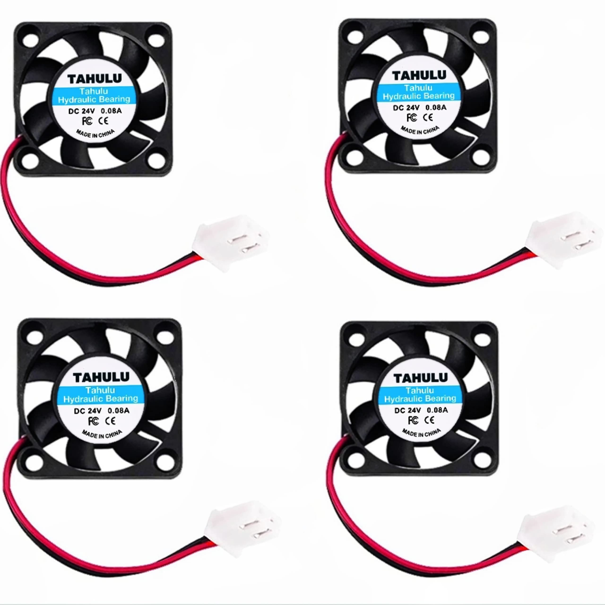 4pcs 3D Printer Fan 12V, 40mm 12 Volt Fan 0.08A DC Mini Quiet Cooling Fan 40X40X10mm Cable for 3D Printer, DVR and Other Small App liances Series Repair Replacement with 28cm