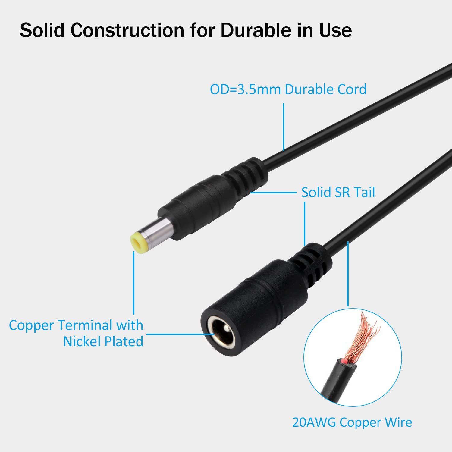 5.5 x 2.1mm Extension Cable with Router Rebooter (10 Inches Length), Works with AC Adapter to Reboot WiFi Router / Modem / Switch / IP Camera Automatically, Refresh Your Network Connection Regularly