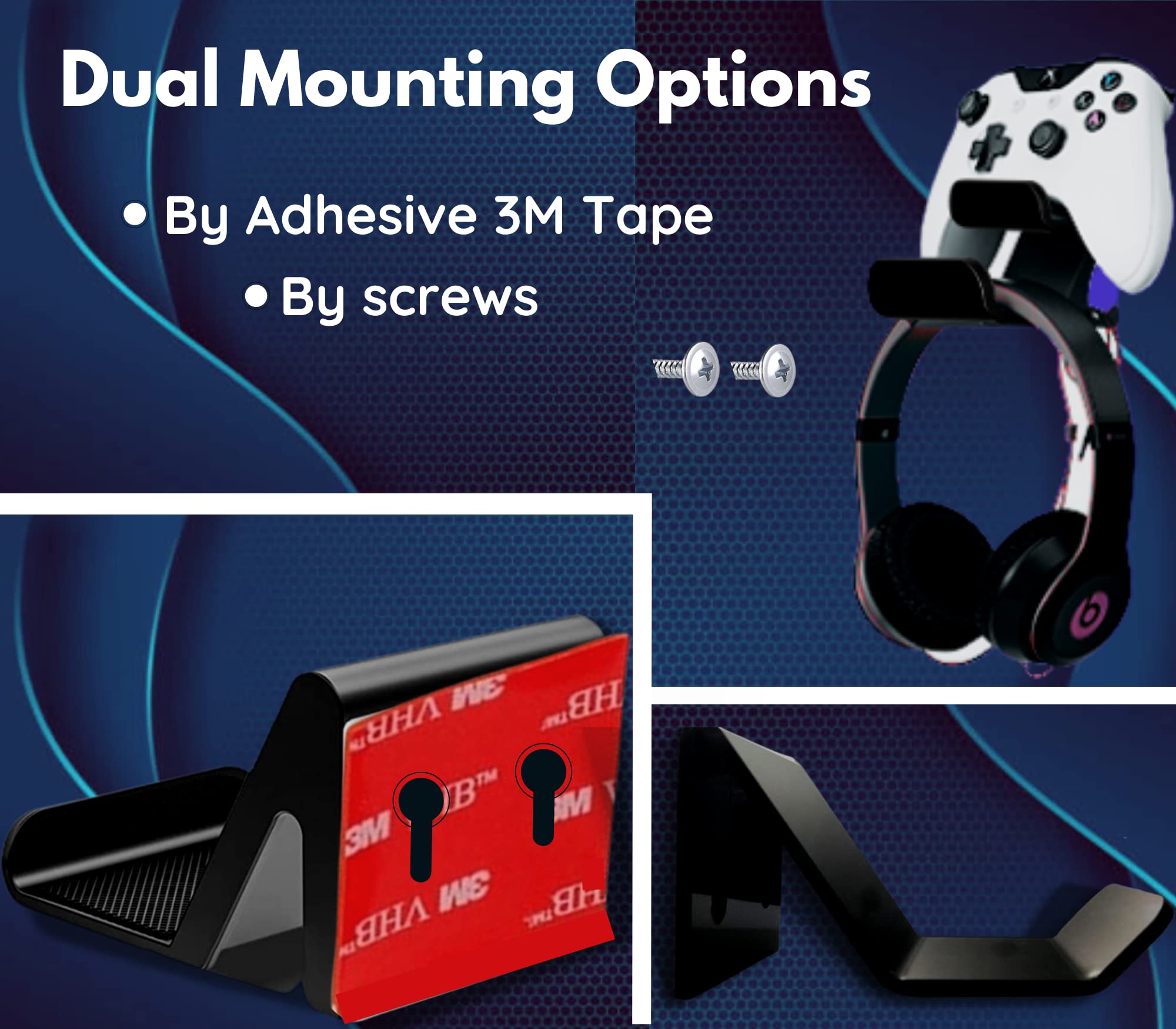 Alnoor USA Gaming Controller Holder, Game Controller Headset Stand Bracket for Xbox Series X S/Xbox one / PS5 / PS4 / NS/PC/Headset
