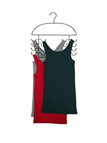 Dr. Organizer Steel Closet Organizer Hangers for Tanks Tops, Bras, and Cami Tops, USA Patented – 3 Pack, Black