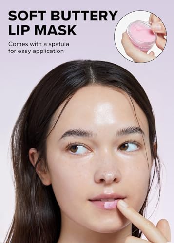 I DEW CARE Overnight Lip Sleeping Mask - Plush Party | Buttery Vitamin C, Moisturizing Balm, With Cocoa Butter For Dry Lips, Glass Skin Look, 0.42 Oz