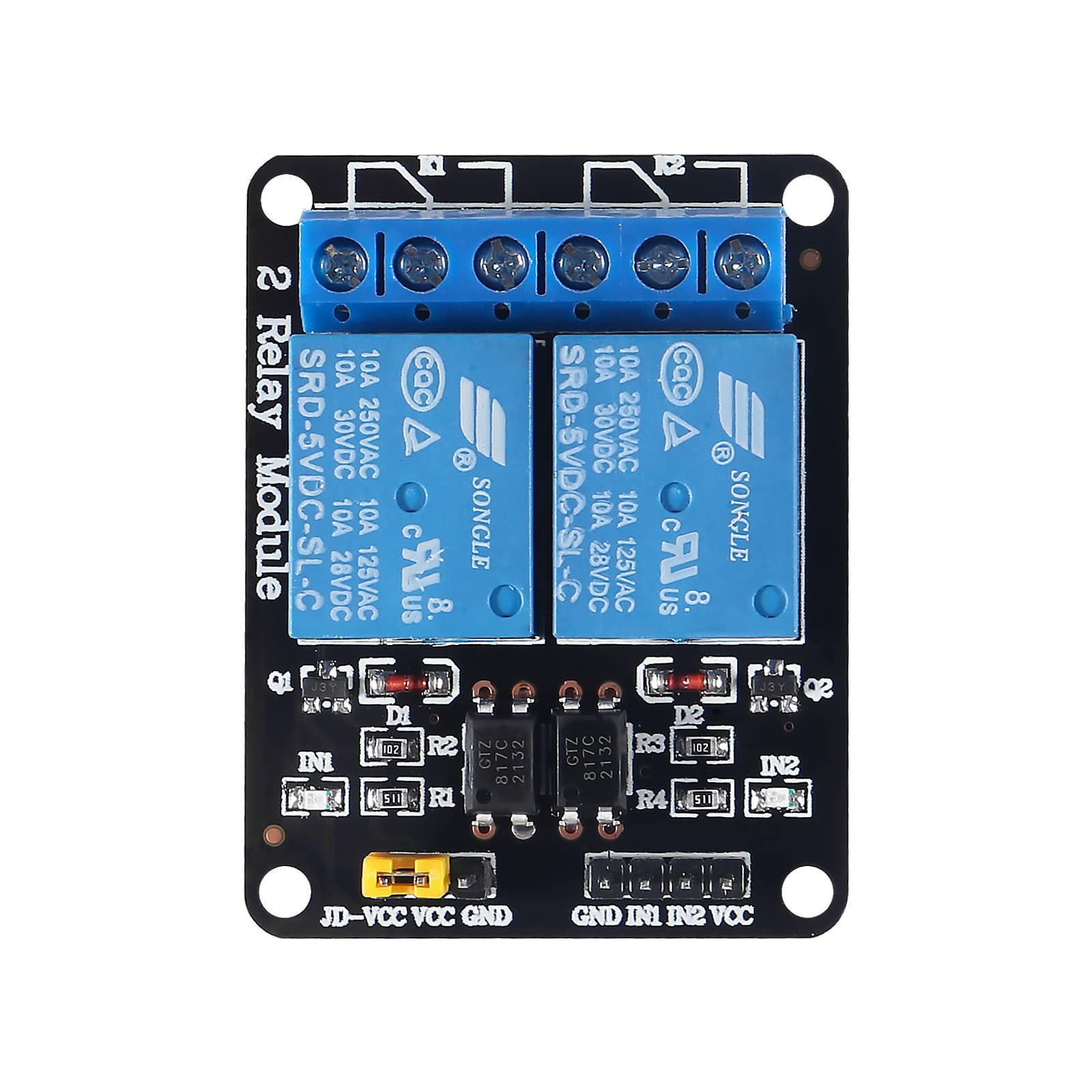 4pcs 5V 2 Channel 5V Relay Module with Optocoupler Low Level Trigger Expansion Board Compatible with R3 MEGA 2560 1280 DSP ARM PIC AVR STM32 for Raspberry Pi (4PCS)