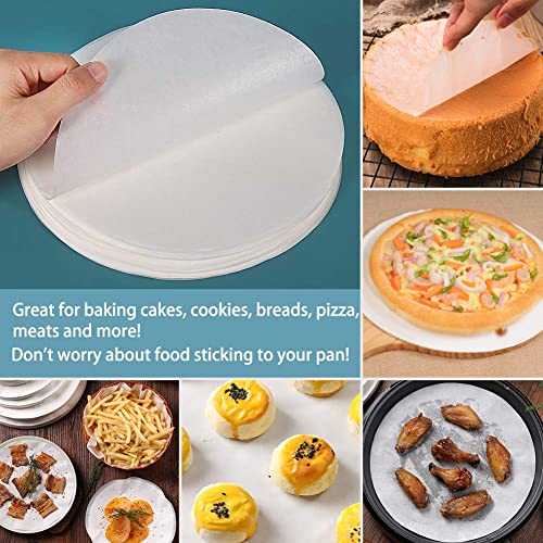 8 Inch Parchment Paper Rounds, Set of 200, Non Stick Baking Parchment Circles, Cake Parchment Rounds for Cake Pan, Springform Pan, Tortilla Press and so on(4.5/5.5/6/7/9/10/12in Available)
