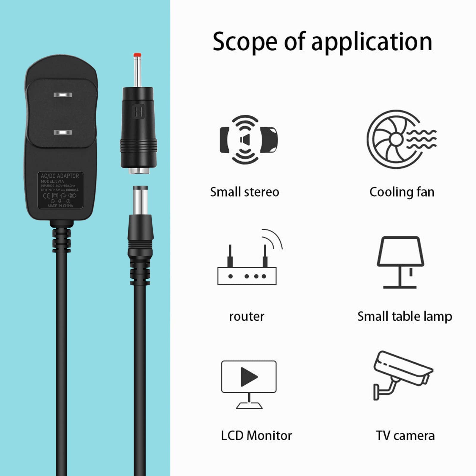 Snsnlent DC 5V 1A Power Supply 5W 5V 1000MA AC/DC Adapter 50/60hz Output DC 5V 1A Power Adapter with 3.5mm x 1.35mm Plug Male and 5.5x2.5mm DC Output Plug 5 Volt 1 Amp Power Supply Adapter