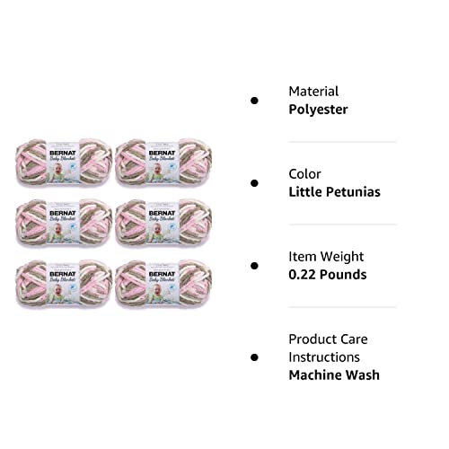 BERNAT Baby Blanket Yarn, 3.5oz, 6-Pack (Little Petunias)