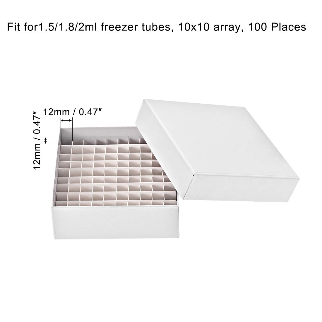 uxcell Centrifuge Tube Freezer Storage Box 100 Places Waterproof Cardboard Cryogenic Holder Rack for 1.5/1.8/2ml Microcentrifuge Tubes, Vials, Samples 2Pcs