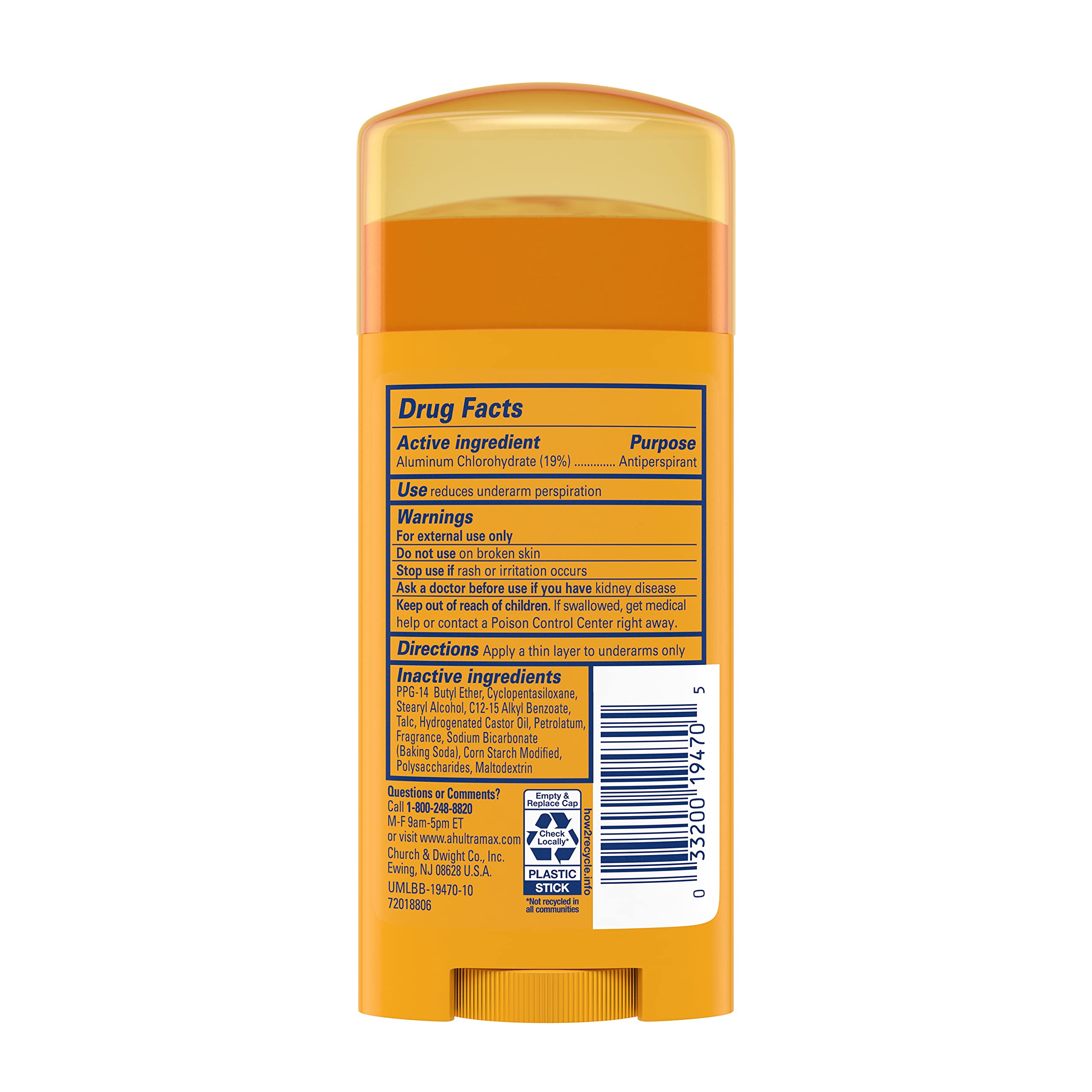 ARM & HAMMER ULTRAMAX Anti-Perspirant Deodorant Solid Powder Fresh, 2.6 Ounce (Pack of 12)