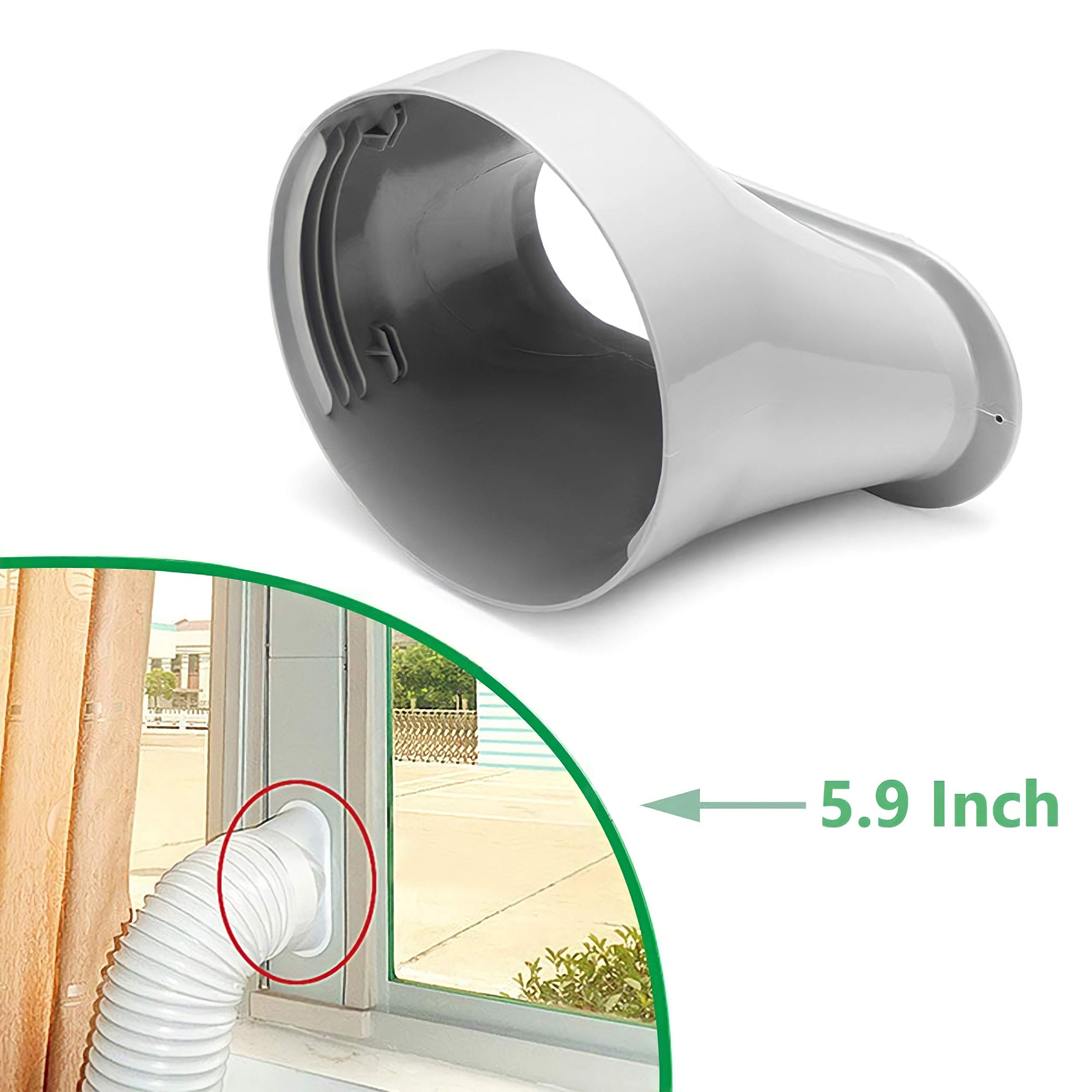Connector for Connecting Window Sealing Plate with Oval Vent and Air-Conditioning Exhaust Hose with Dia 5.9'', Air Conditioner Exhaust Hose Adapter,Portable Exhaust Hose Tube Connector