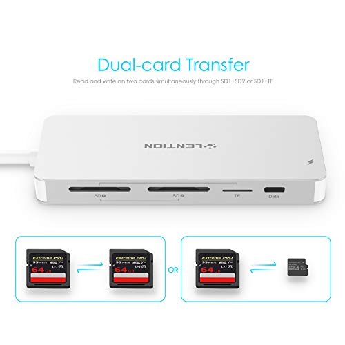 LENTION USB C Hub with 3-Slot Card Reader, 4K HDMI, USB 3.0, USB 2.0, Type C Data/Charging Compatible 2023-2016 MacBook Pro, New Mac Air/Surface, Stable Driver Certified Adapter (CB-C19, Silver)