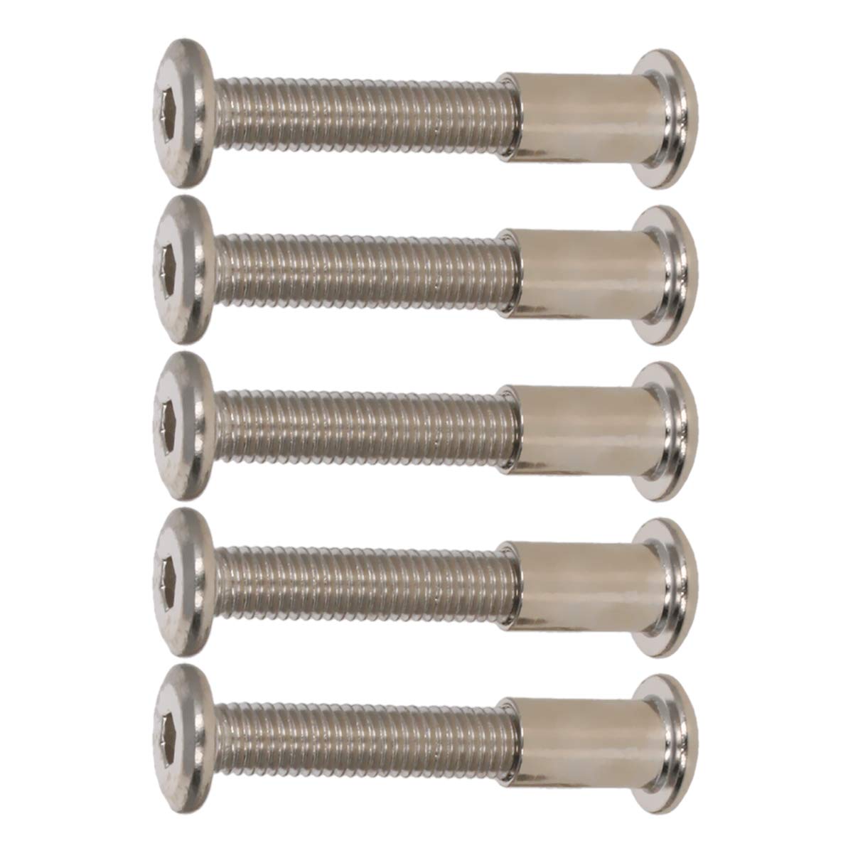 Yinpecly 5Pcs Screw Post Fit for 3/8"(10mm) Hole Dia, Male M8x50mm Belt Buckle Binding Bolts Leather Fastener Carbon Steel, Hex Socket Screws Head
